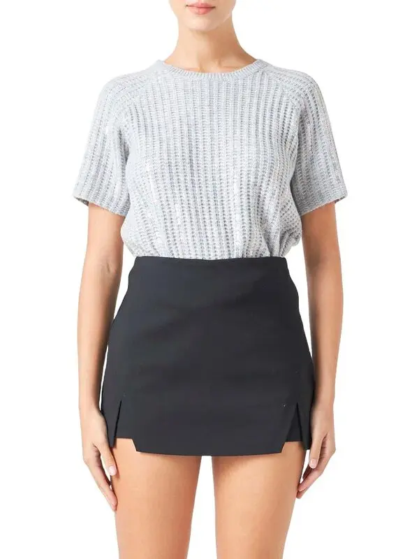 Endless Rose Sequin Ribbed Knit Sweater - Silver