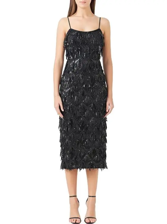 Endless Rose Diagonal Sequin Dress - Black