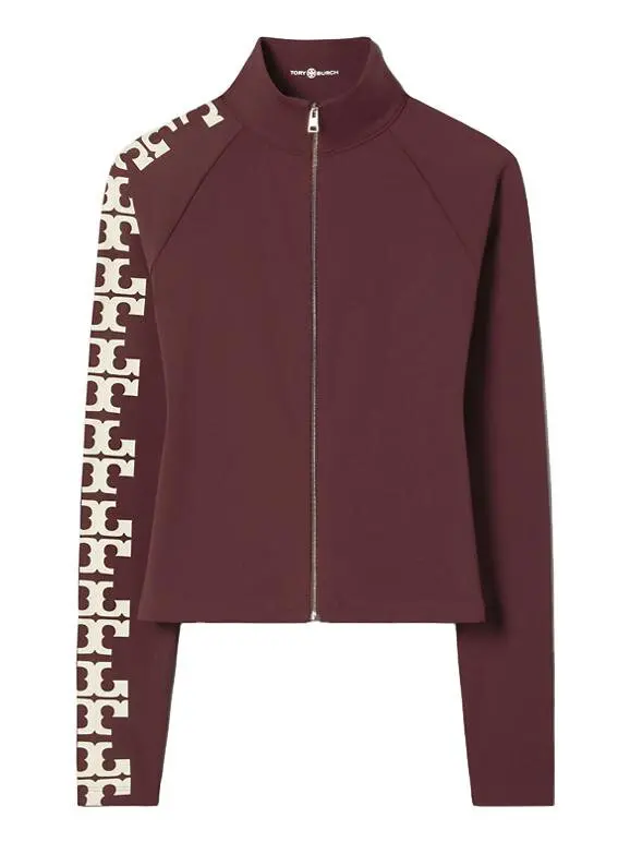 Tory Burch Nylon Logo Zip Top - Merlot