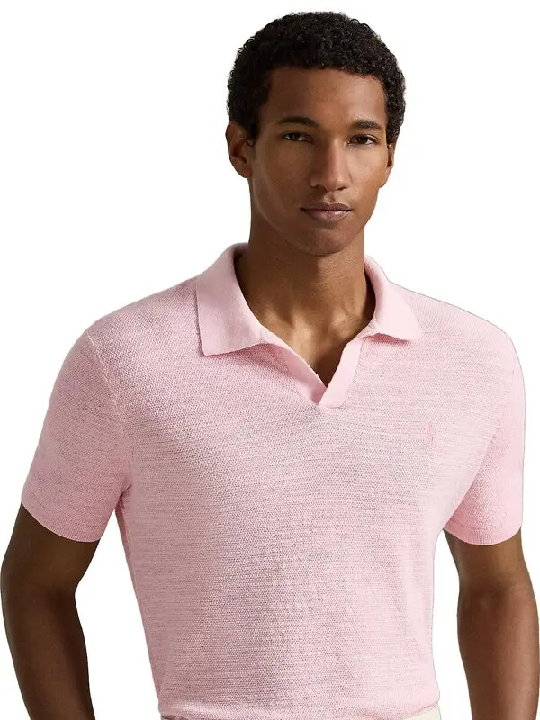 Ralph Lauren Cotton-linen Short-sleeve Sweater - Carmel Pink/white