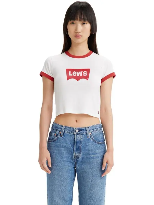 LEVI'S Graphic Logo Ringer Cropped T-shirt - Cloud Dancer