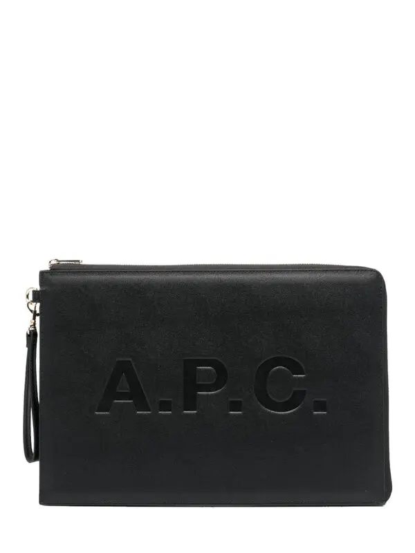 A.p.c. Logo-print Clutch - Black