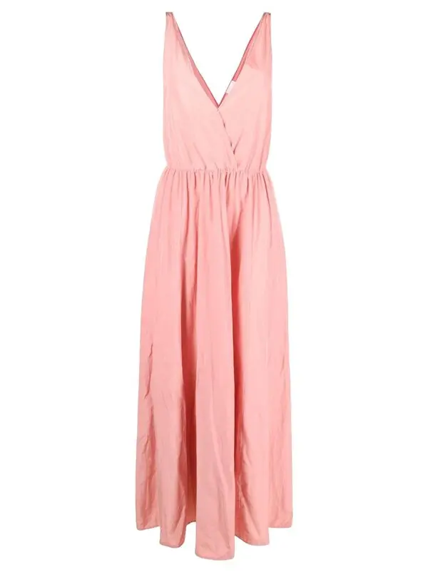 FORTE_FORTE V-neck Taffeta Dress - Pink