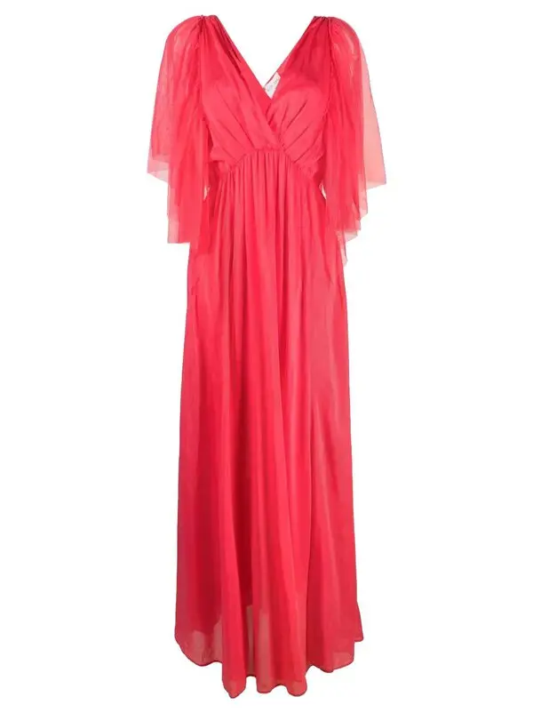 FORTE_FORTE V-neck Flared Dress - Pink