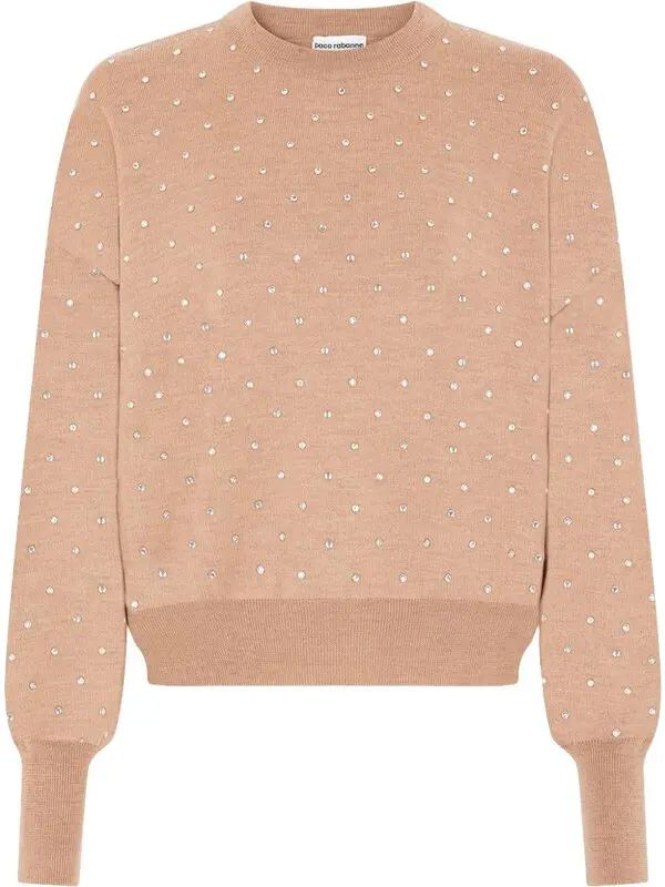 Rabanne Crystal-embellished Wool Jumper - Neutrals