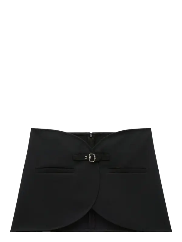 COURREGES Ellipse Buckle-strap Twill Miniskirt - Black