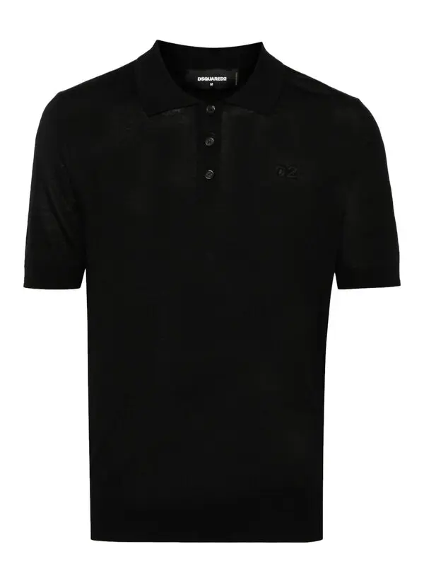Dsquared2 Embroidered-logo Ribbed Polo Shirt - Black