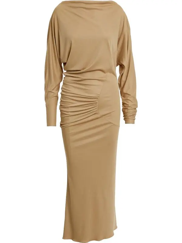 Khaite The Oron Ruched Maxi Dress - Neutrals