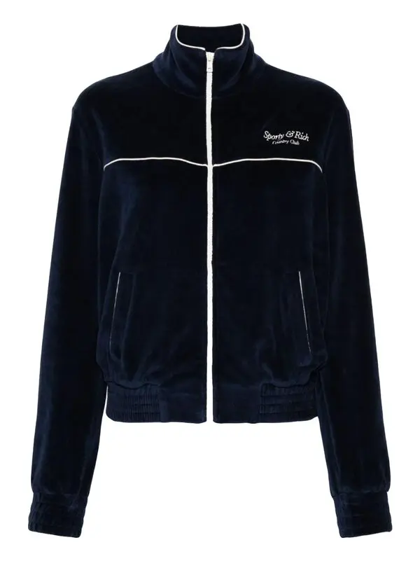 SPORTY & RICH Velour Zip-up Track Jacket - Blue