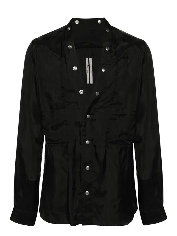 Rick Owens V-neck Satin-finish Shirt - Black