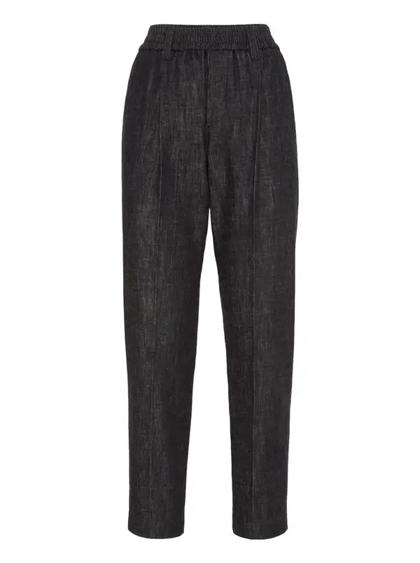 Brunello Cucinelli High-waisted Tapered Jeans - Black