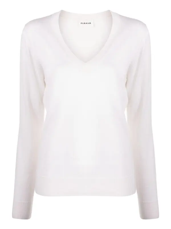 P.a.r.o.s.h V-neck Fine-knit Jumper - White