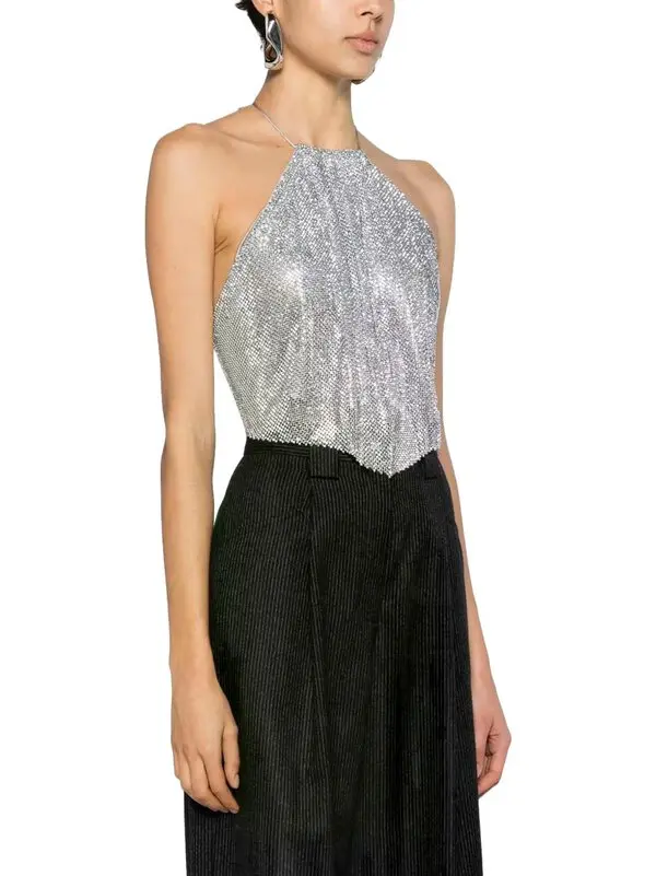 MANURI Paper Rock Chainmail Halterneck Top - Silver