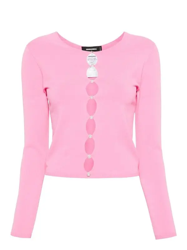 Dsquared2 Faux-pearl Cut-out Cardigan - Pink