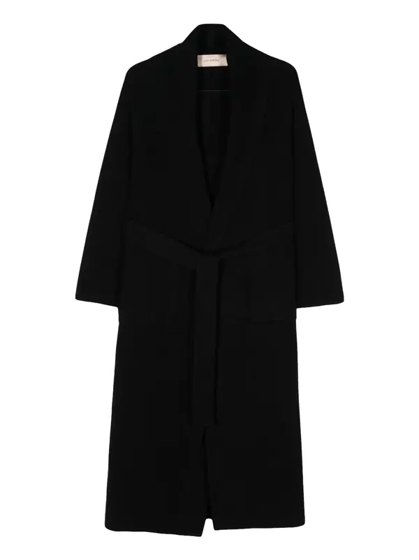 GENTRYPORTOFINO Belted Cashmere Coat - Black