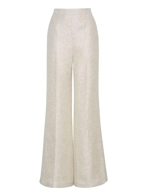 Adam Lippes Bettina Metallic Wide-leg Trousers - Neutrals