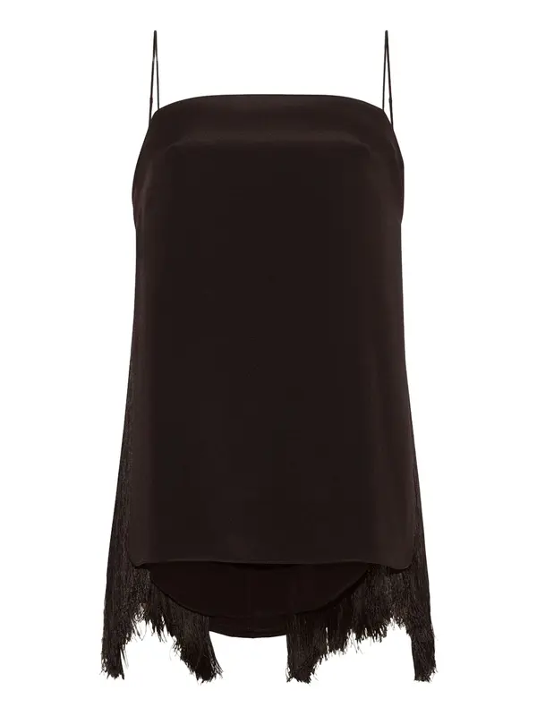 Adam Lippes Fringed Silk Vest - Black