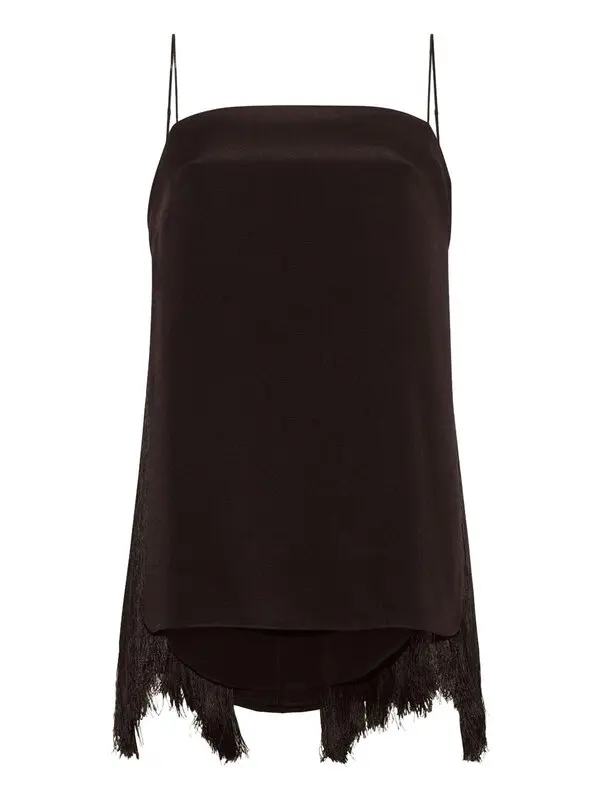 Adam Lippes Fringed Silk Vest - Black