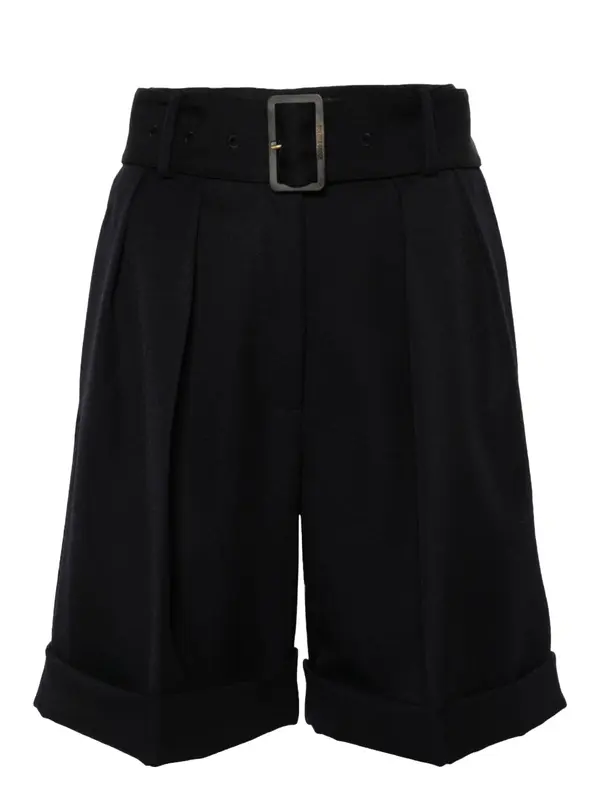Golden Goose Belted Virgin Wool-blend Shorts - Blue