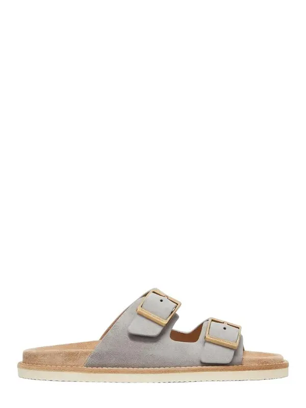 Brunello Cucinelli Buckle-fastened Suede Sandals - Grey