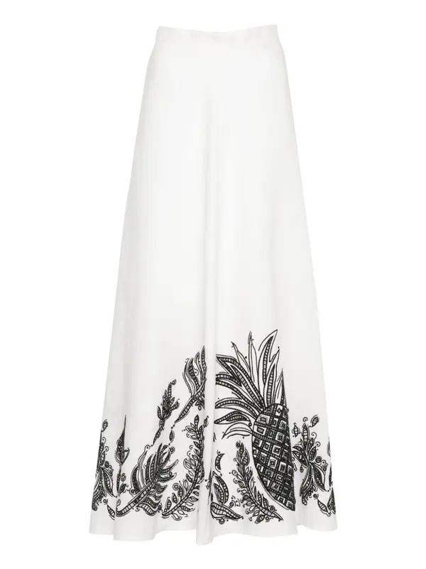 Dorothee Schumacher Pineapple-embroidery A-line Linen Skirt - White