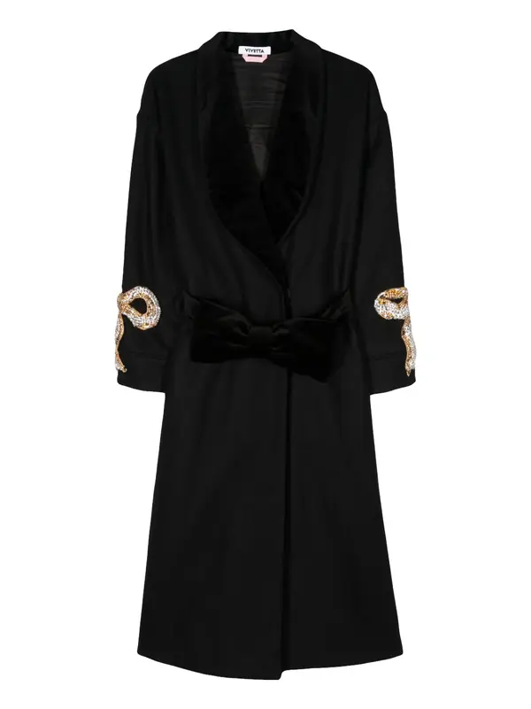 Vivetta Shawl-lapel Crystal-embellished Coat - Black