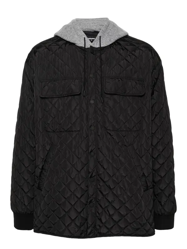 Dsquared2 Quilted Hooded Jacket - Black