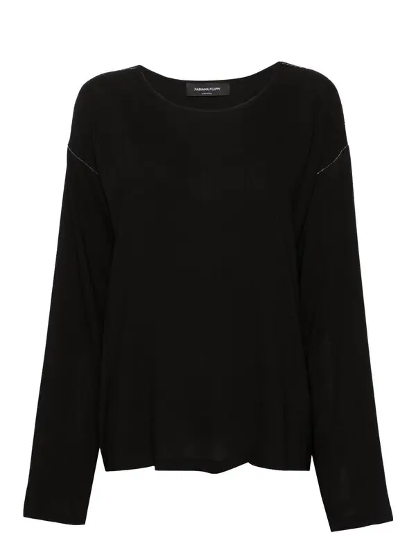 Fabiana Filippi Sablé Beaded-trim Blouse - Black