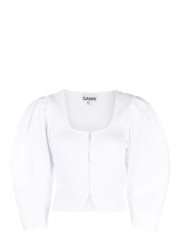 GANNI Organic Cotton Poplin Blouse - White