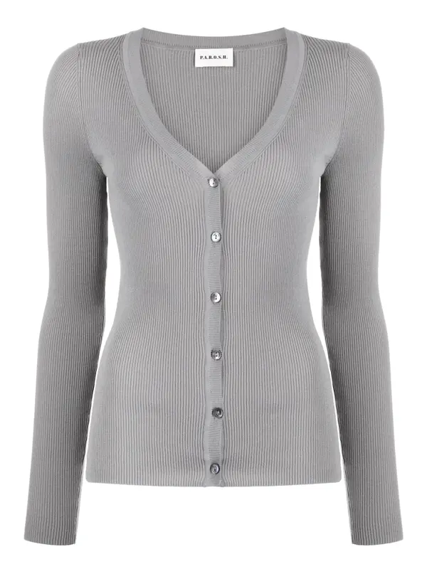 P.a.r.o.s.h V-neck Ribbed Cardigan - Grey