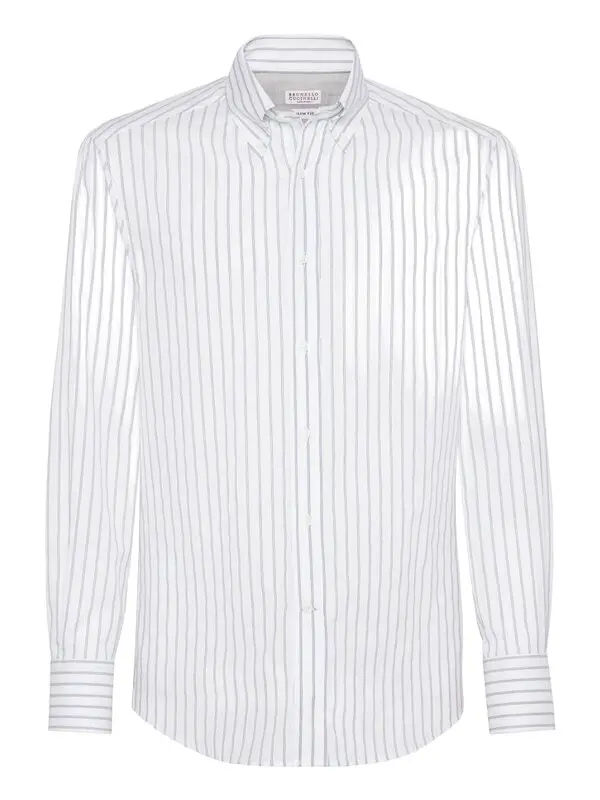 Brunello Cucinelli Striped Cotton Shirt - White