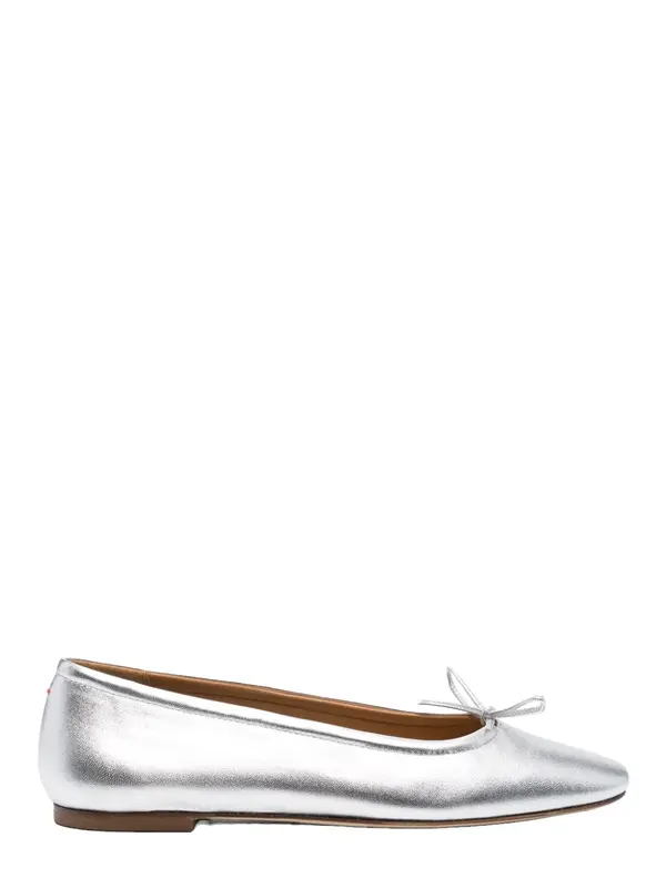 AeydĒ Metallic Leather Ballerinas - Silver