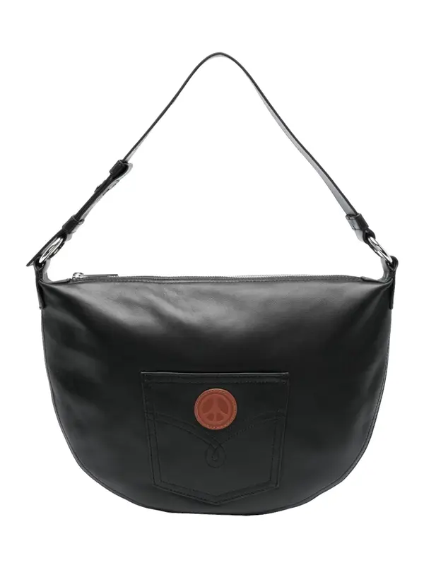 Moschino Adjustable Leather Shoulder Bag - Black