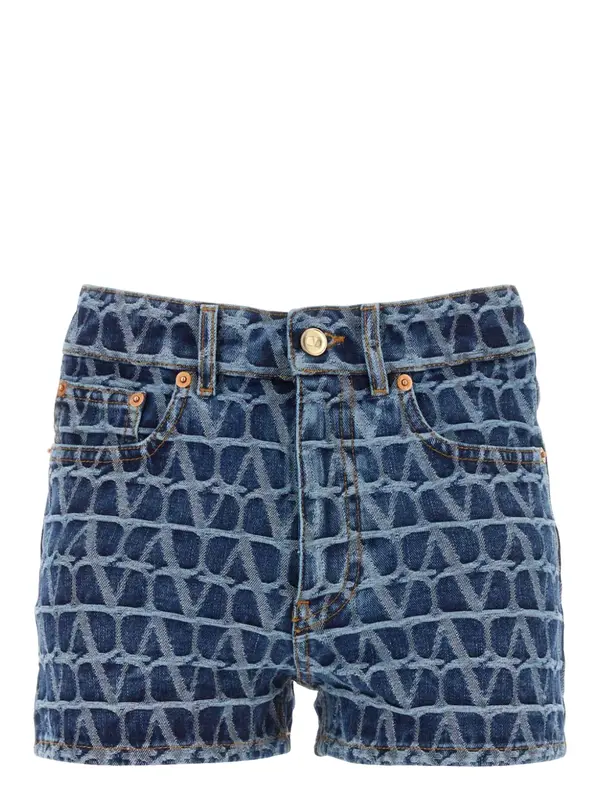 Valentino Garavani Toile Iconographe Denim Shorts - Blue