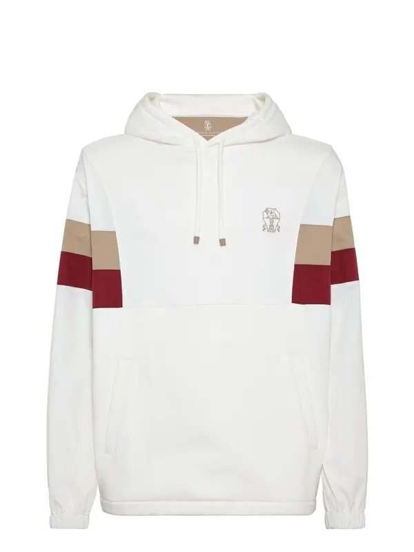 Brunello Cucinelli Panelled Logo-print Hoodie - White