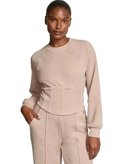 Victoria's Secret Vsx Featherweight Knit Corset Crewneck - Brown