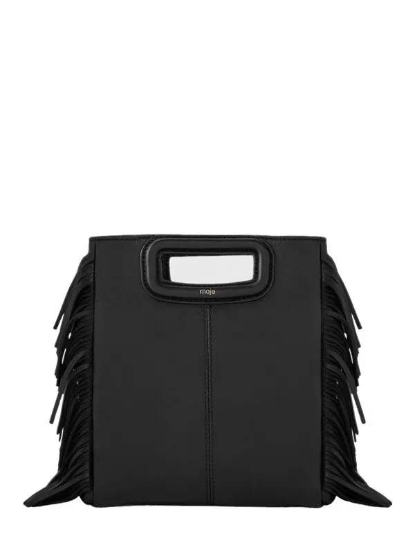Maje M Smooth Leather M Bag With Fringing - Black
