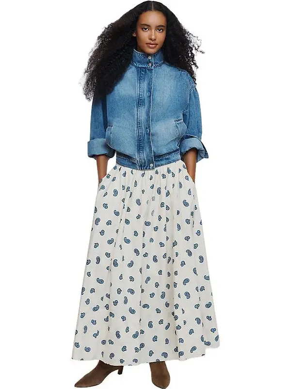 Maeve Jacie Poplin Printed Maxi Skirt - Dog Pattern