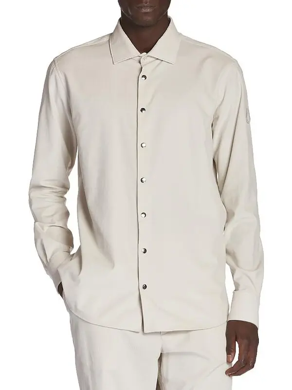 Moncler Cotton Regular Fit Button Down Shirt - Stone