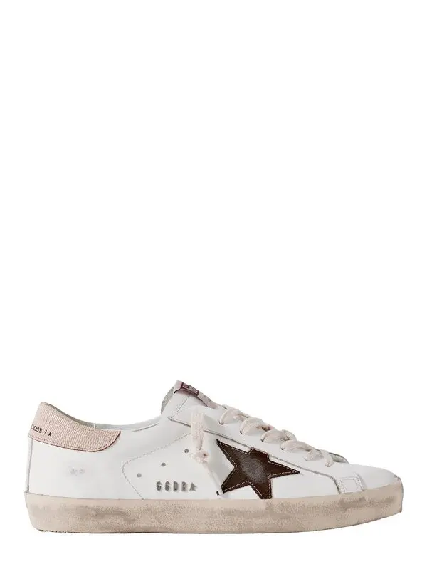 GOLDEN GOOSE Super-star Distressed Leather Sneakers - White