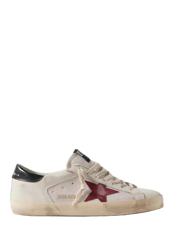 Golden Goose Superstar Distressed Leather And Mesh Sneakers - Neutrals