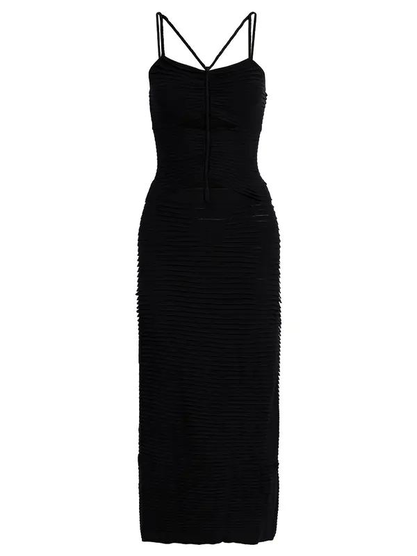 Altuzarra Cutout Pleated Stretch-knit Midi Dress - Black