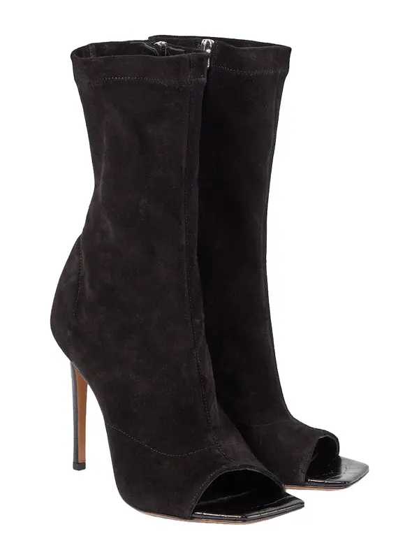 Paris Texas Amanda Suede Ankle Boots - Black