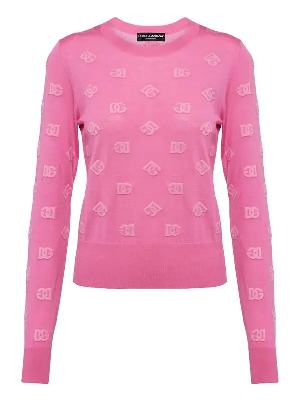 Dolce & Gabbana Wool And Silk Jacquard Sweater - Pink