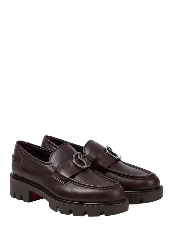 CHRISTIAN LOUBOUTIN Cl Moc Lug Loafers - Burgundy