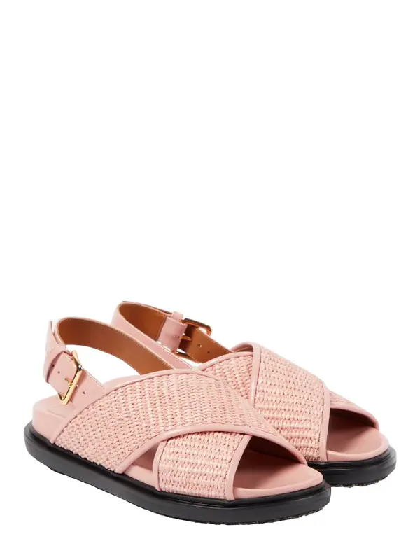 Marni Fussbet Raffia-effect Sandals - Pink