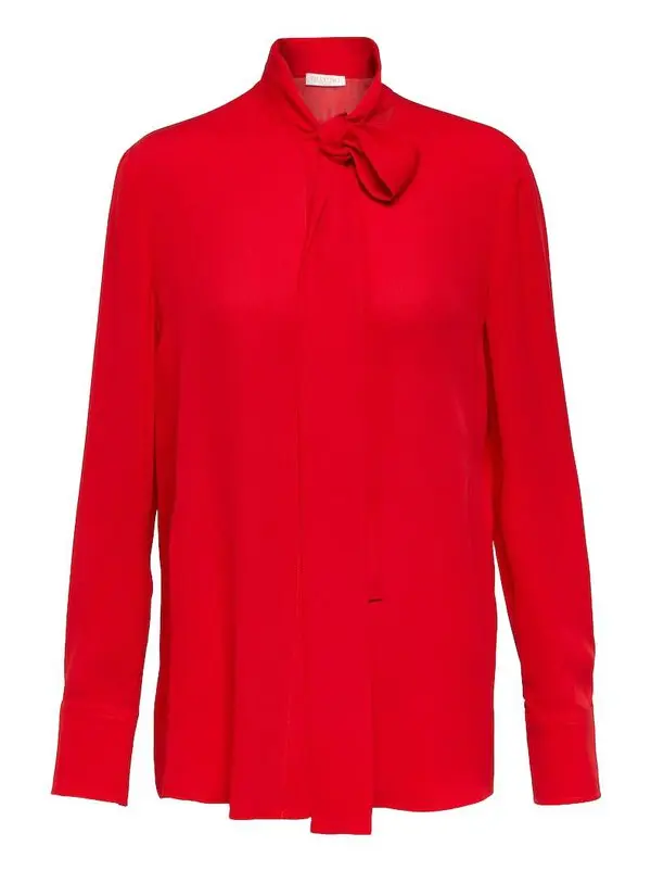 Valentino Garavani Bow-detail Silk Blouse - Red