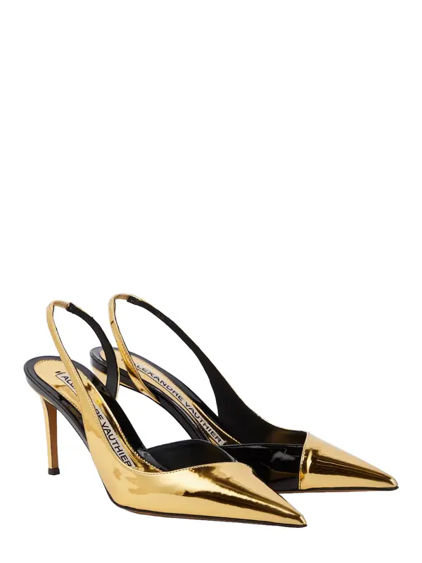 Alexandre Vauthier Metallic Faux Leather Slingback Pumps - Gold