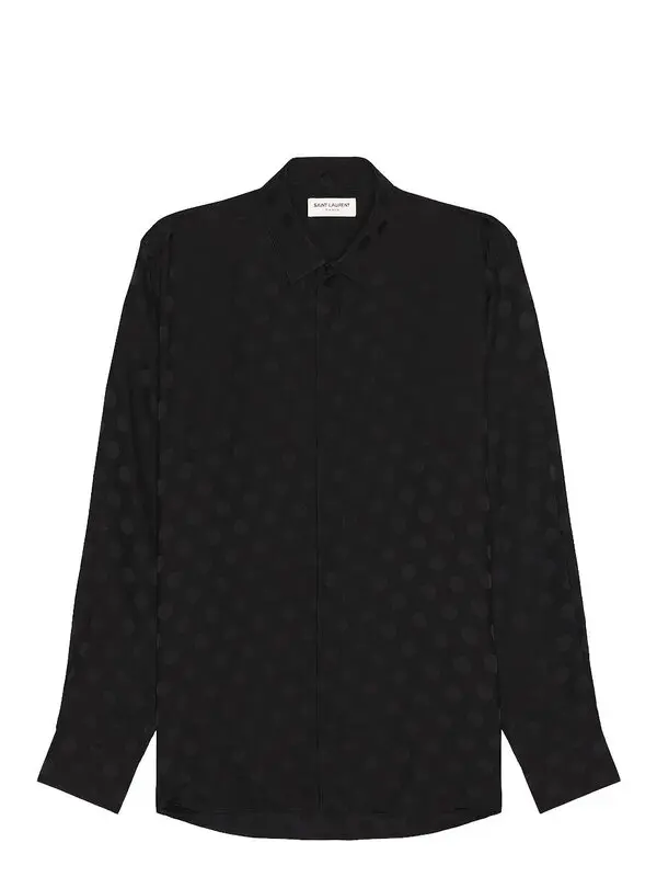 Saint Laurent Chemise Col Yves In Black - Noir