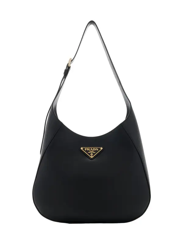 Prada Medium Leather Shoulder Bag - Black